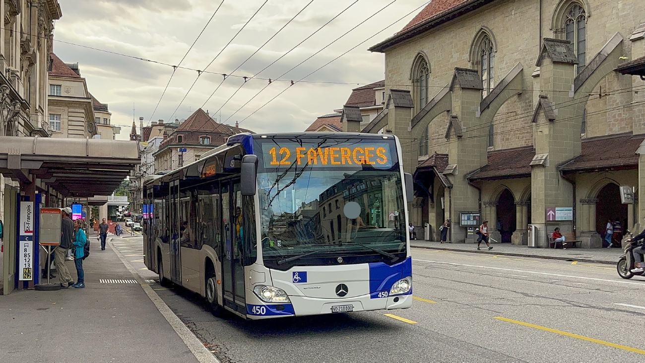 Lausanne, Mercedes-Benz Citaro C2 Hybrid # 450 — Photo — BUSPHOTO